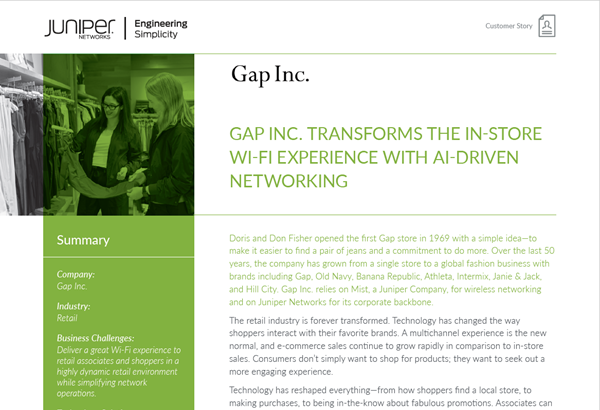 Gap Inc. Transforms the In-Store Wi-Fi Experience with AI-Driven Networking